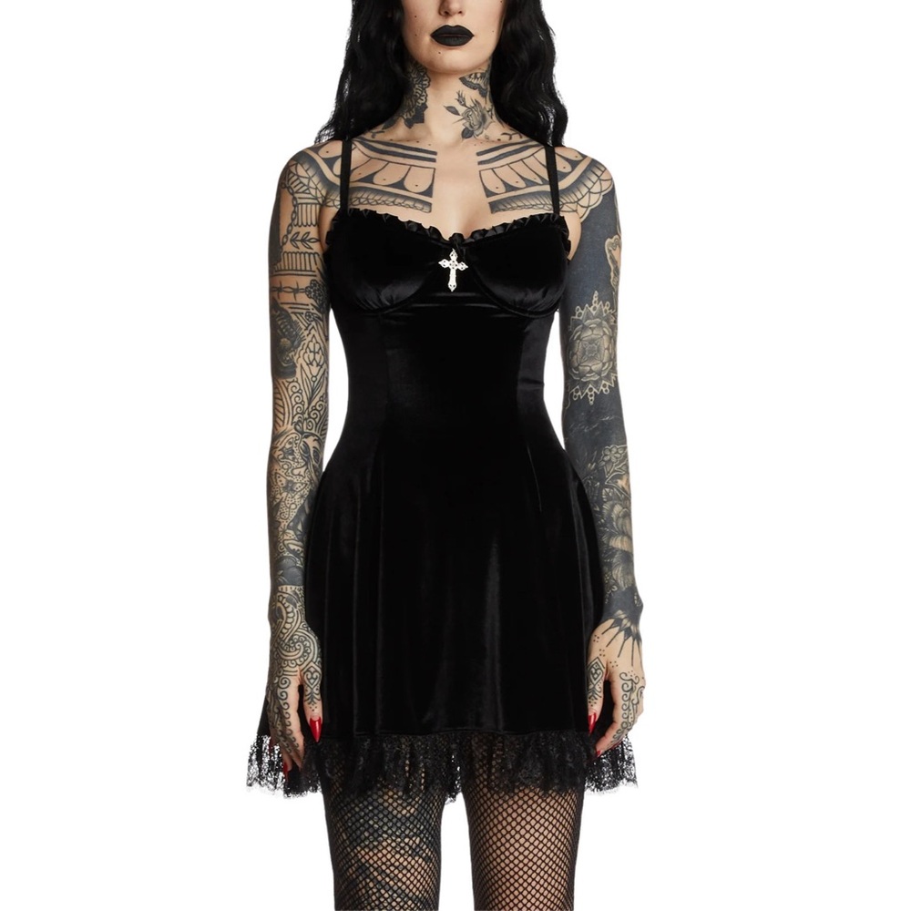 Dolls Kill Midnight Blind Faith Velvet Dress - Gem